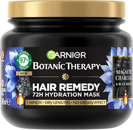 GARNIER BOTANIC THERAPY
MAGNETIC CHARCOAL & BLACK SEED OIL maska za suvu kosu, 340 ml