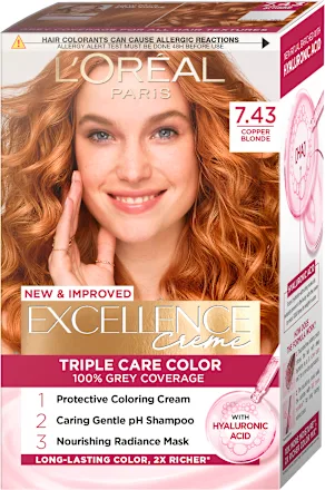 L'ORÉAL PARiS EXCELLENCE Creme
Boja za kosu - 7.43 Golden Copper Blonde, 1 kom