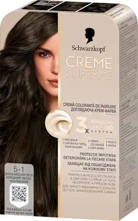 Schwarzkopf CREME SUPREME
Boja za kosu – 5-1 Cool Light Brown, 1 kom