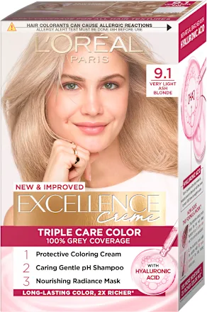 L'ORÉAL PARiS EXCELLENCE Creme
Boja za kosu - 9.1 Very Light Ash Blonde, 1 kom