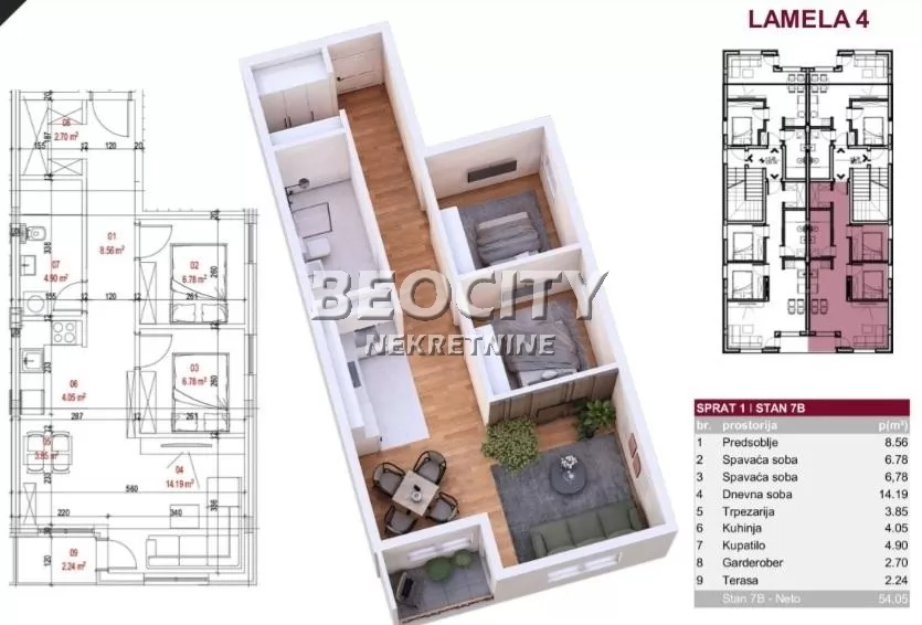 Petosoban stan, 108 m2, Novi Sad ID: 131646