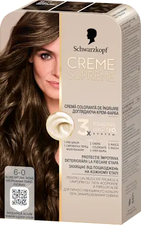 Schwarzkopf CREME SUPREME
Boja za kosu – 6-0 Natural Dark Blonde, 1 kom