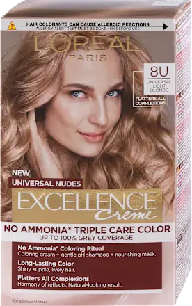 L'ORÉAL PARiS EXCELLENCE Creme
Boja za kosu UNIVRSAL NUDES – 8U UNIVERSAL LIGHT BLONDE, 1 kom