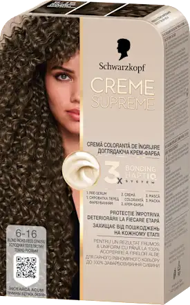 Schwarzkopf CREME SUPREME
Boja za kosu – 6-16 Cool Ash Dark Blonde, 1 kom