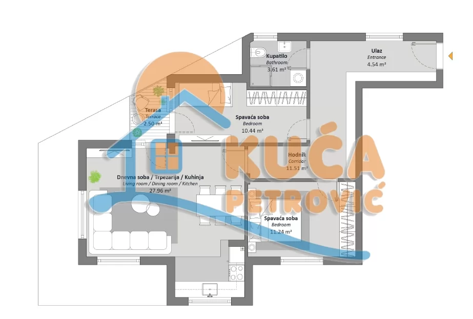 Trosoban stan, 72 m2, Čair, Takovska ID: p-016275