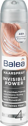 Balea
INVISIBLE Power sprej za kosu, jačina učvršćivaja: 4, 300 ml