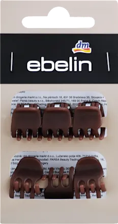 ebelin
Šnalice za kosu u obliku štipaljke - male, mat, smeđe boje, 6 kom