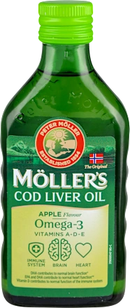 MÖLLER'S
COD LIVER OIL Omega-3 ulje jetre bakalara: Vitamini A-D-E - ukus jabuka, 250 ml
Dodatak ishrani