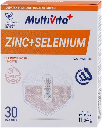 Multivita
ZINK + SELENIUM kapsule za imunitet, kožu, kosu i nokte, 30 kom
Dodatak ishrani