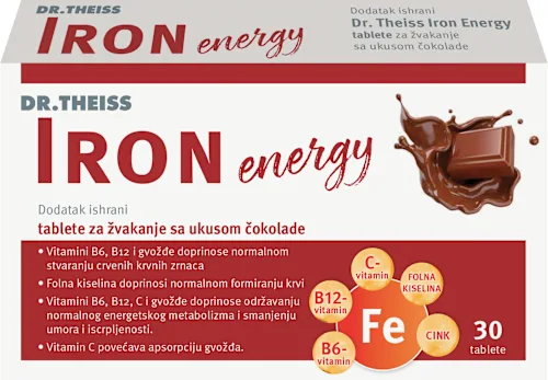 DR.THEISS
IRON energy tablete za žvakanje sa ukusom čokolade, 30 kom
Dodatak ishrani