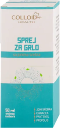COLLOID
SPREJ ZA GRLO - sa jonima srebra, 50 ml
Dodatak ishrani