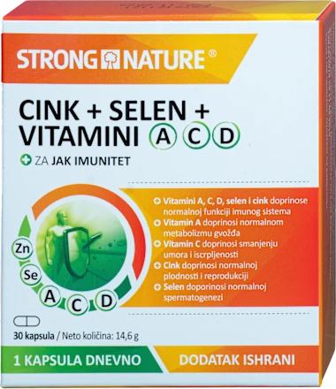 STRONG NATURE
CINK+SELEN+VITAMINI, 30 kom
Dodatak ishrani