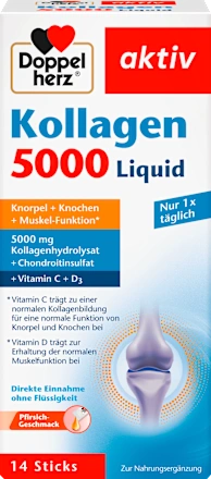 Doppelherz
aktiv Kollagen 5000 Liquid kesice, sa zaslađivačem, 14 kom
Dodatak ishrani