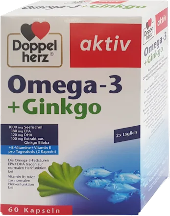 Doppelherz
aktiv Omega-3 + Ginkgo kapsule, 60 kom
Dodatak ishrani