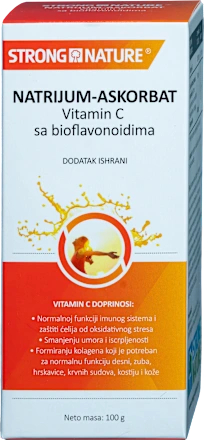 STRONG NATURE
NATRIJUM - ASKORBAT Vitamin C sa bioflavonidima, 100 g
Dodatak ishrani