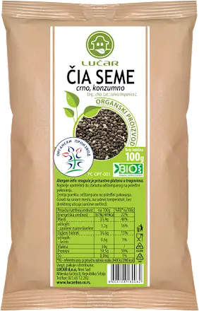 LUČAR
ČIA SEME crno, konzumno, organsko, 100 g