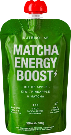 Nutrino Lab
MATCHA ENERGY BOOST voćna kaša - jabuka, kivi i ananas sa dodatkom mača zelenog čaja, 180 g