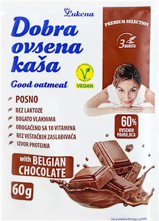 Dobra ovsena kaša
Ovsena kaša - belgijska čokolada, 60 g