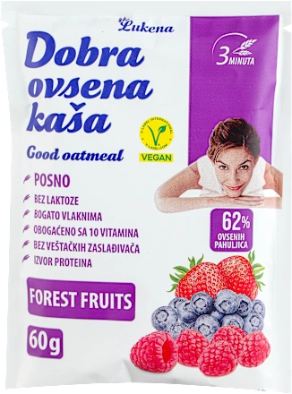 Dobra ovsena kaša
Ovsena kaša - šumsko voće, 60 g
