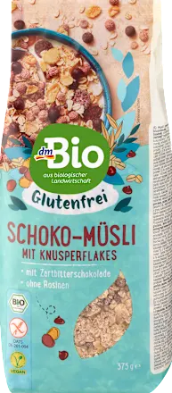 dmBio
Musli proizvod sa crnom čokoladom, bez glutena, 375 g