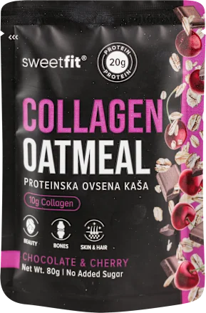 sweetfit
COLLAGEN PROTEINSKA OVSENA KAŠA sa ukusom čokolade i višnje sa zaslađivačem, 80 g