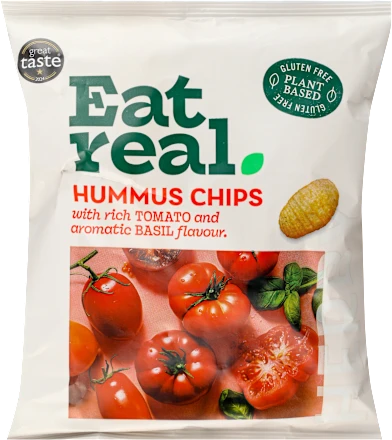 Eat Real
Chips od hummusa sa paradajzom I bosiljkom, 45 g