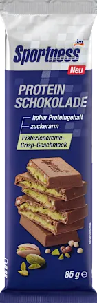 Sportness
Proteinska punjena mlečna čokolada sa ukusom pistaća sa zaslađivačima, 85 g