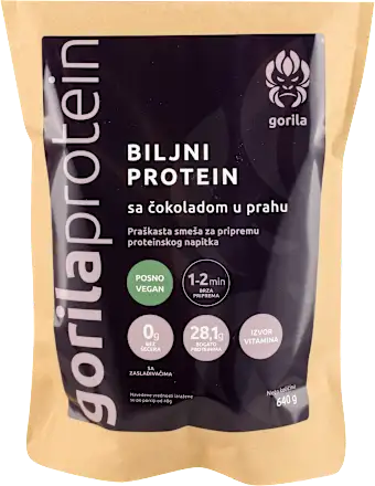 gorilaprotein
BILJNI PROTEIN - sa čokoladom u prahu, 640 g
