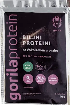 gorilaprotein
BILJNI PROTEIN - sa čokoladom u prahu, 40 g