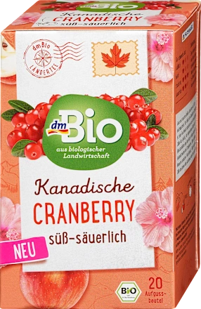 dmBio
Mešavina biljnog čaja sa dodatkom sušenog ploda brusnice, 20 kesica x 2g, 40 g