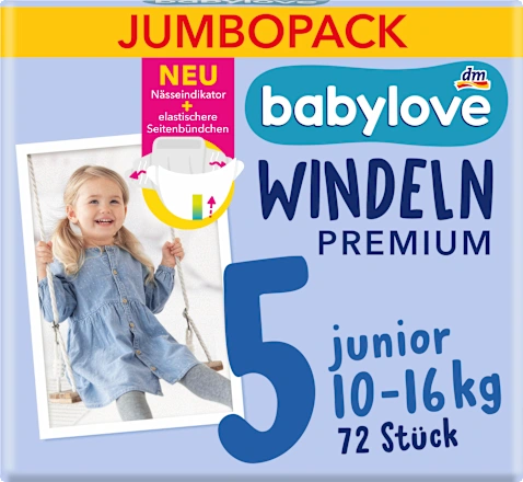babylove
PREMIUM pelene, veličina 5 junior (10-16 kg), 72 kom