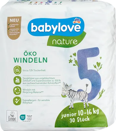 babylove nature
nature pelene, veličina 5 junior (10-16kg), 30 kom