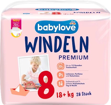 babylove
PREMIUM pelene, veličina 8 (18+ kg), 28 kom