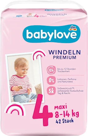 babylove
PREMIUM pelene - maxi, veličina 4 (8-14 kg), 42 kom