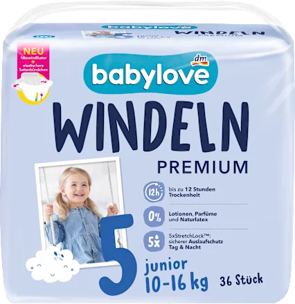 babylove
PREMIUM pelene junior, veličina 5 (10-16 kg), 36 kom