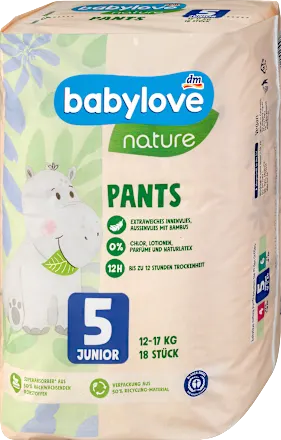 babylove nature
nature pelene gaćice JUNIOR, veličina 5 (12-17kg), 18 kom