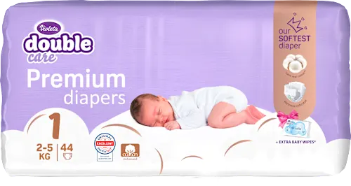 Violeta
Double Care Premium pelene veličina 1 (2 - 5 kg), 44 kom