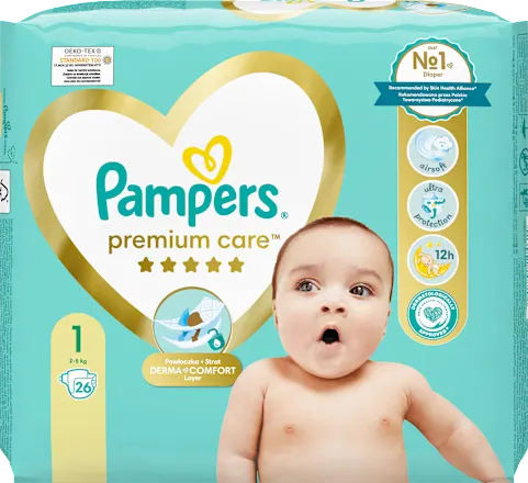 Pampers premium care
Pelene, veličina 1 (2-5 kg), 26 kom