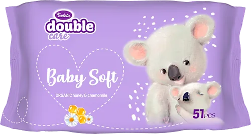Violeta
double care Baby Soft vlažne maramice za bebe - organski med i kamilica, 51 kom