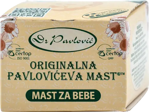 Dr Pavlović
ORIGINALNA PAVLOVIĆEVA MAST za bebe - sa ekstraktom kamilice, od rođenja, 100 ml