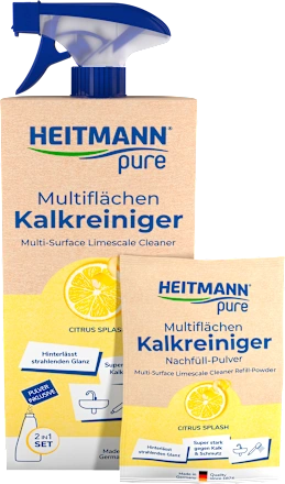 HEITMANN pure
pure 2 IN 1 set: univerzalno sredstvo protiv kamenca refil + sprej boca - Citrus Splash, 1 kom