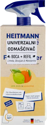 HEITMANN pure
pure 2 IN 1 set: univerzalni odmašćivač refil + sprej boca - Limeta, Bosiljak & Mandarina, 1 kom
