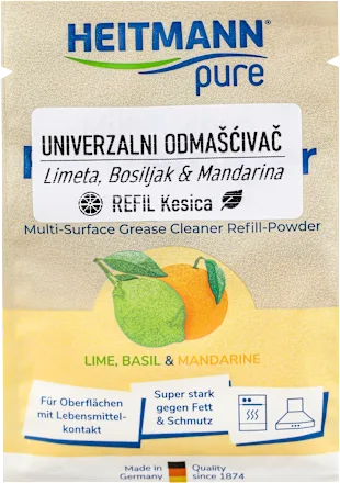 HEITMANN pure
pure UNIVERZALNI ODMAŠĆIVAČ REFIL kesica - Limeta, Bosiljak & Mandarina, 25 g