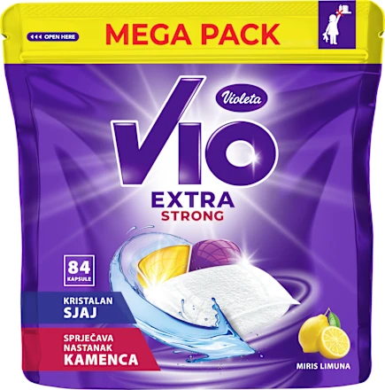 Violeta VIO
VIO EXTRA STRONG tablete za mašinsko pranje sudova- miris limuna, MEGA pack, 84 kom