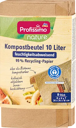 Profissimo
nature nepromočive papirne kese za biootpad, zapremina: 10l, 8 kom