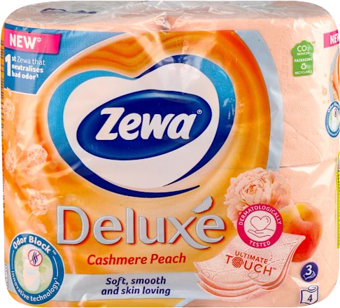 Zewa
Deluxe Cashmere Peach toaletni papir - breskva, troslojni, 4 Aquatube rolne, 4 kom