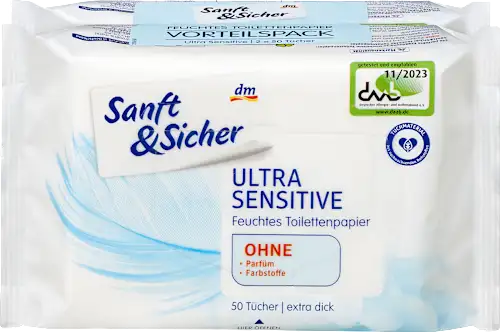 Sanft&Sicher
ULTRA SENSITIVE vlažni toalet papir, 2x50kom, 100 kom