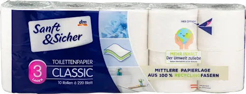 Sanft&Sicher
CLASSIC, 3-slojni toalet papir, 10 kom