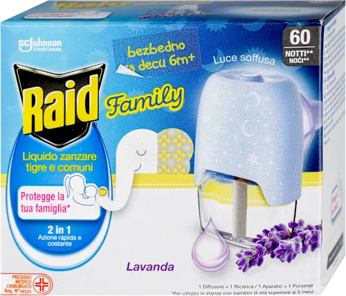 Raid
Električni uređaj sa tečnošću protiv komaraca Family 36 ml – lavanda, 1 kom
Biocid