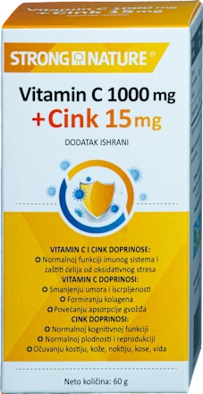 STRONG NATURE
Vitamin C+Cink, 60 g
Dodatak ishrani